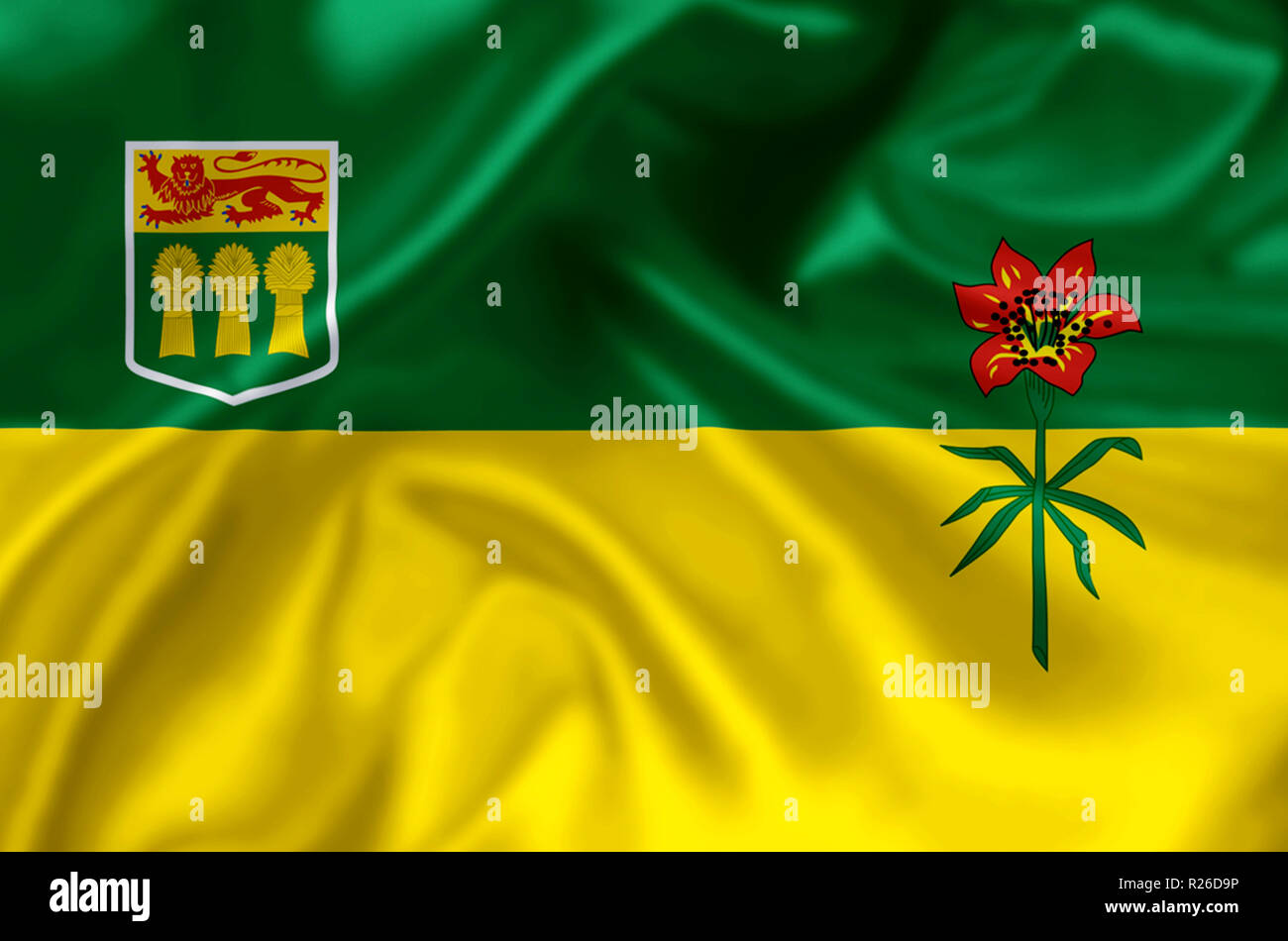 Saskatchewan waving and closeup flag illustration. Perfect for ...