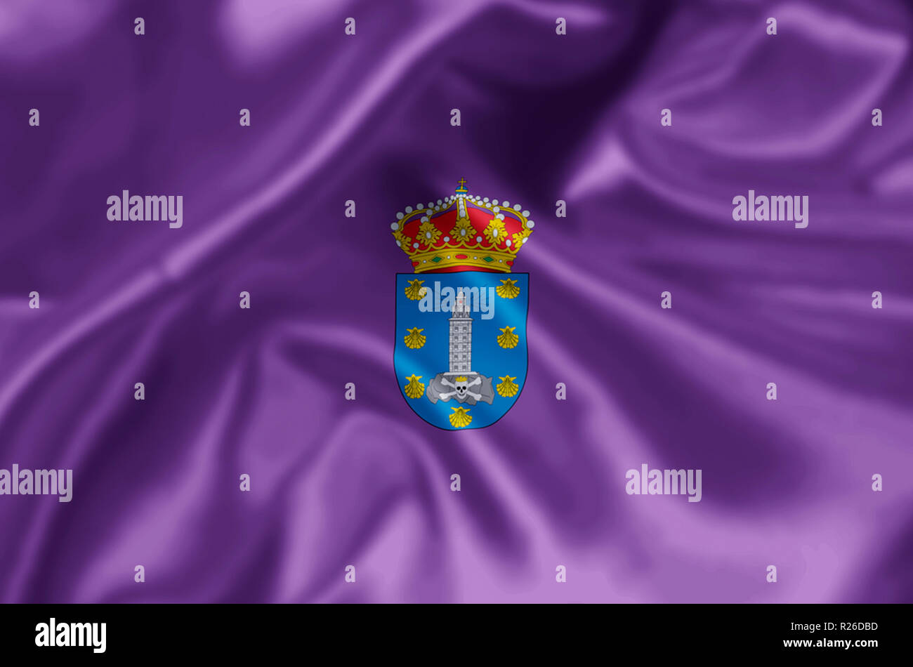 La Coruna waving and closeup flag illustration. Perfect for background ...