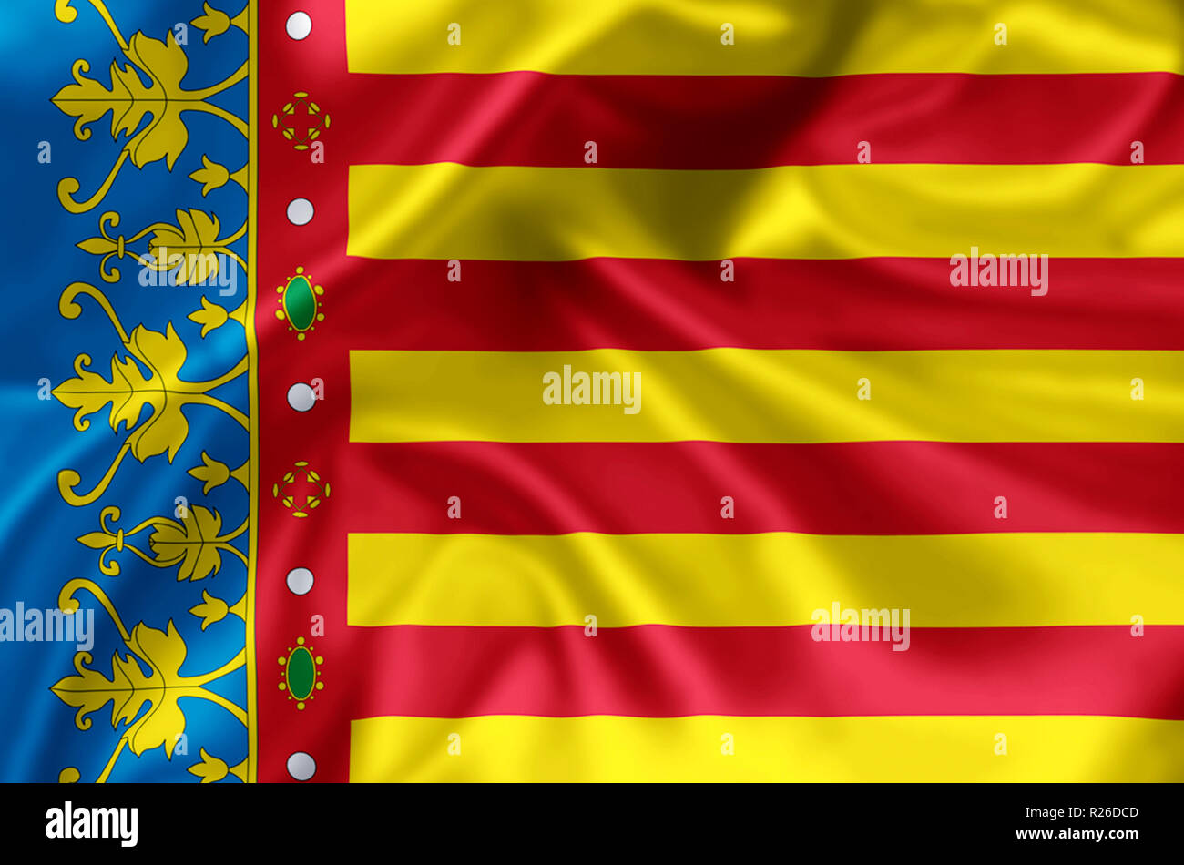 Valencia waving and closeup flag illustration. Perfect for background ...