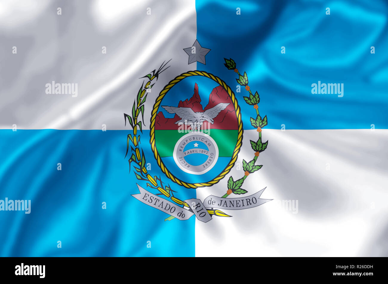 Rio de Janeiro waving and closeup flag illustration. Perfect for ...
