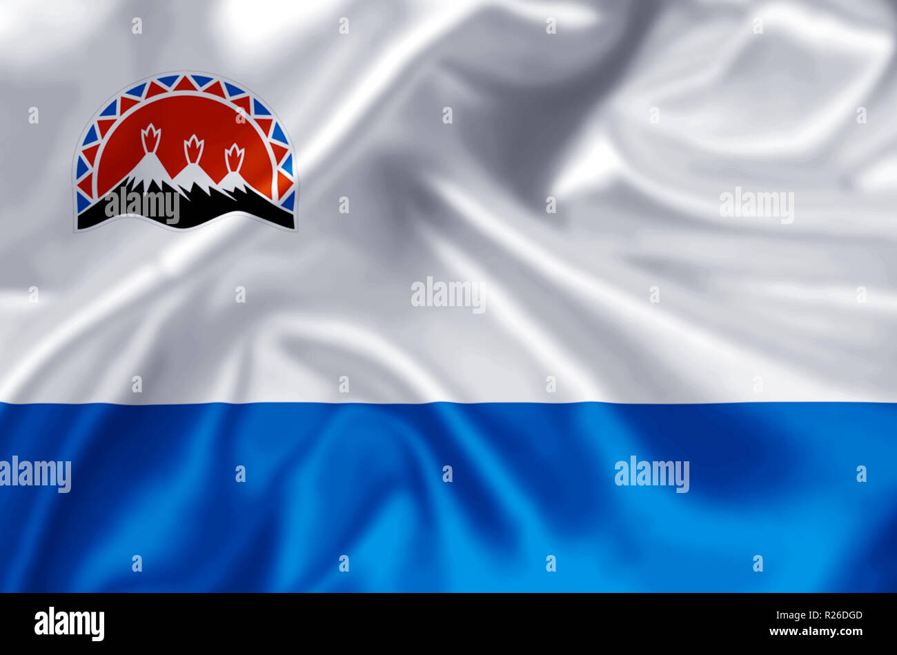 Kamchatka waving and closeup flag illustration. Perfect for background ...