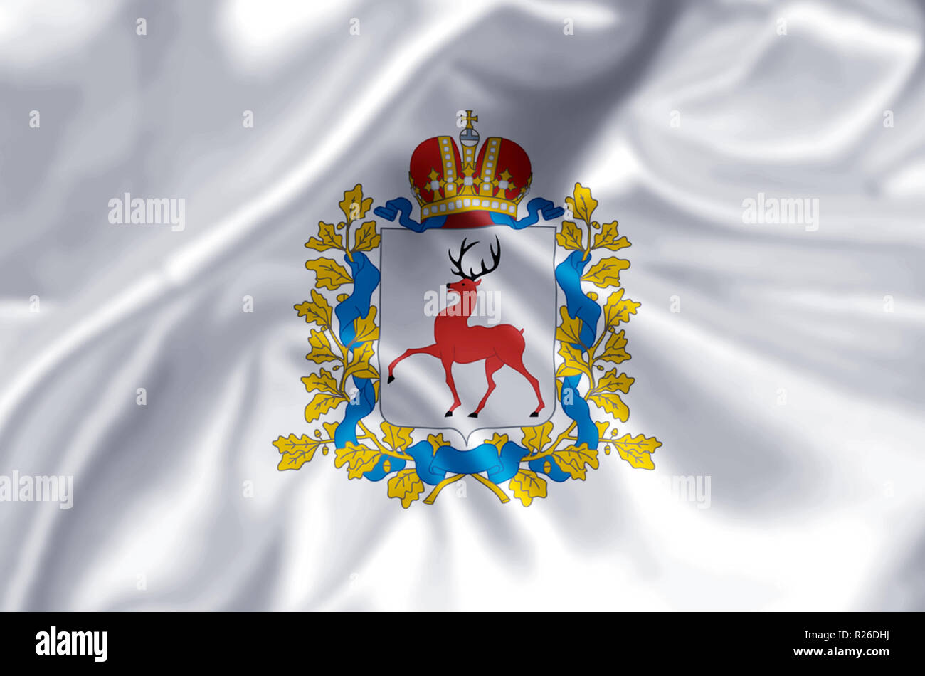 Nizhny Novgorod Region waving and closeup flag illustration. Perfect ...