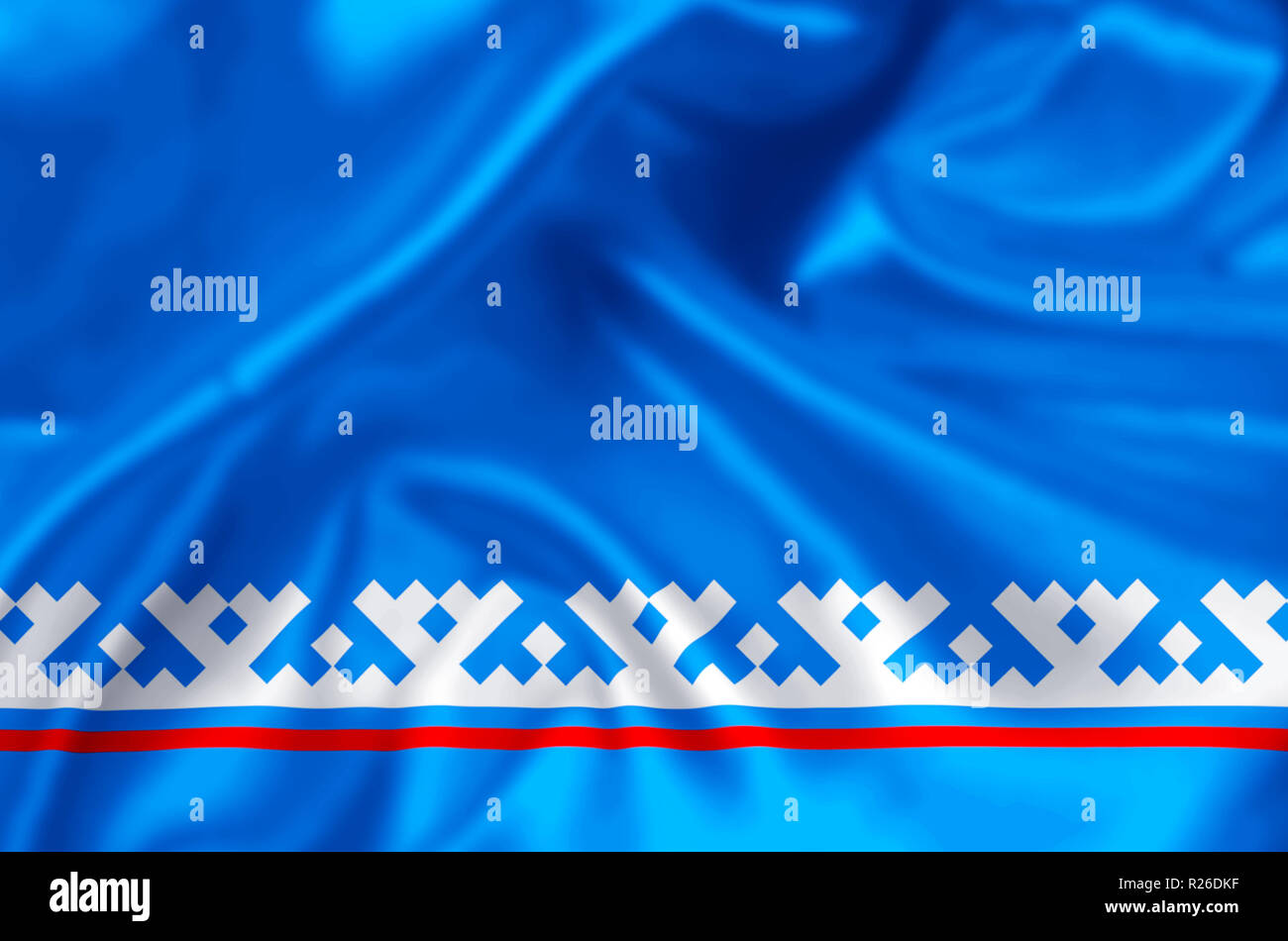 Yamal-Nenets Autonomous District waving and closeup flag illustration ...