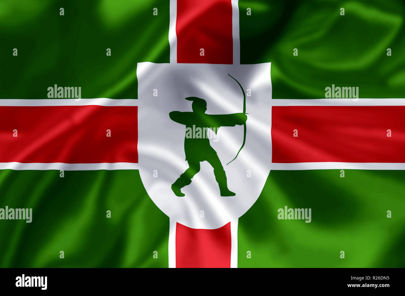 County Nottinghamshire waving and closeup flag illustration. Perfect ...