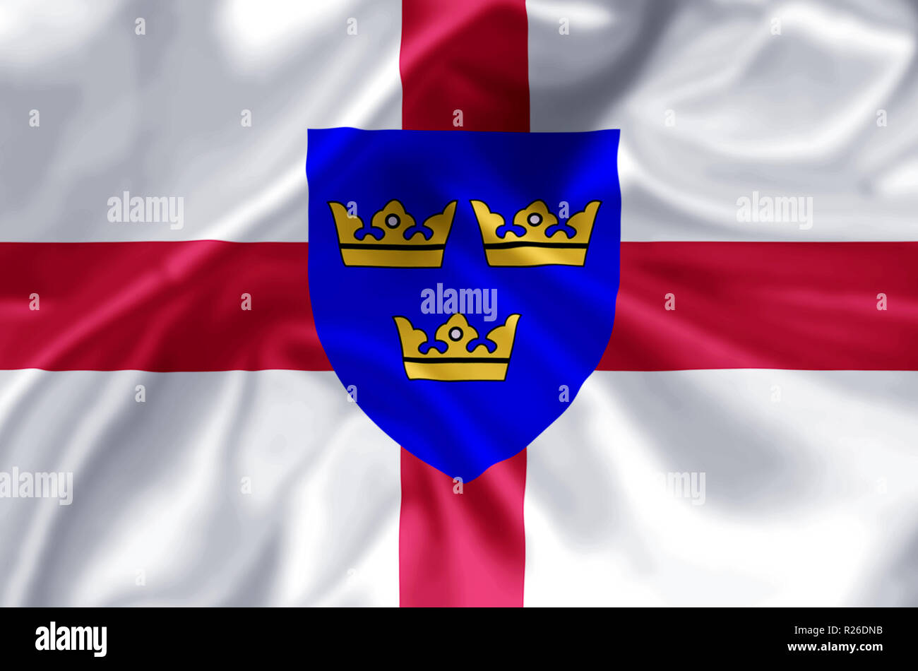 East Anglia waving and closeup flag illustration. Perfect for ...