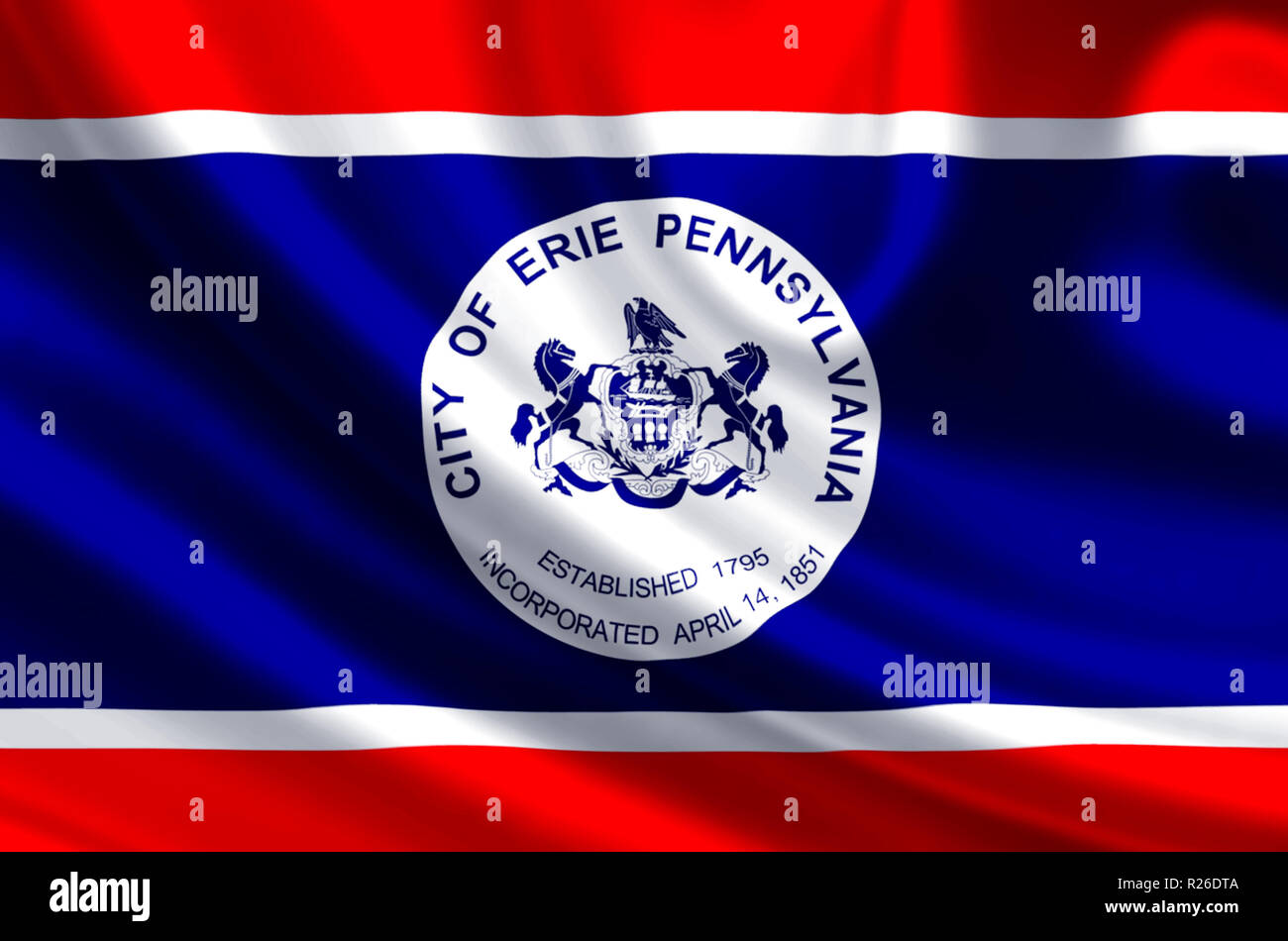 Erie Pennsylvania waving and closeup flag illustration. Perfect for ...