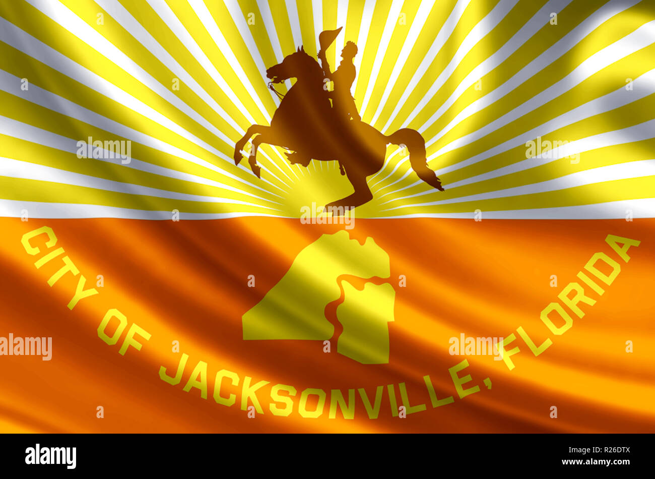 Jacksonville Florida waving and closeup flag illustration. Perfect for ...
