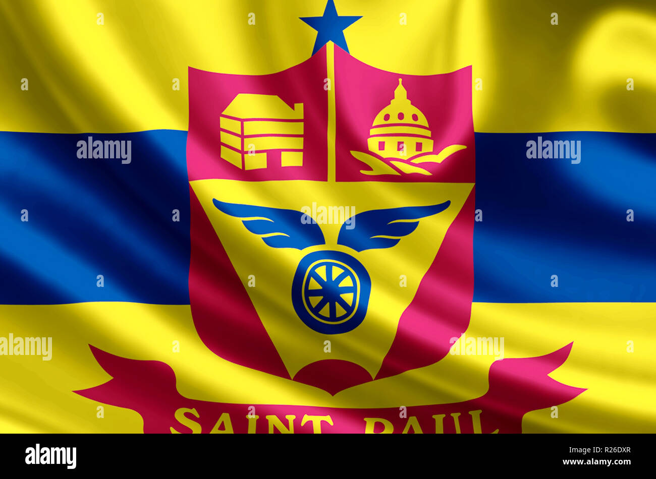 St. Paul Minnesota waving and closeup flag illustration. Perfect for ...