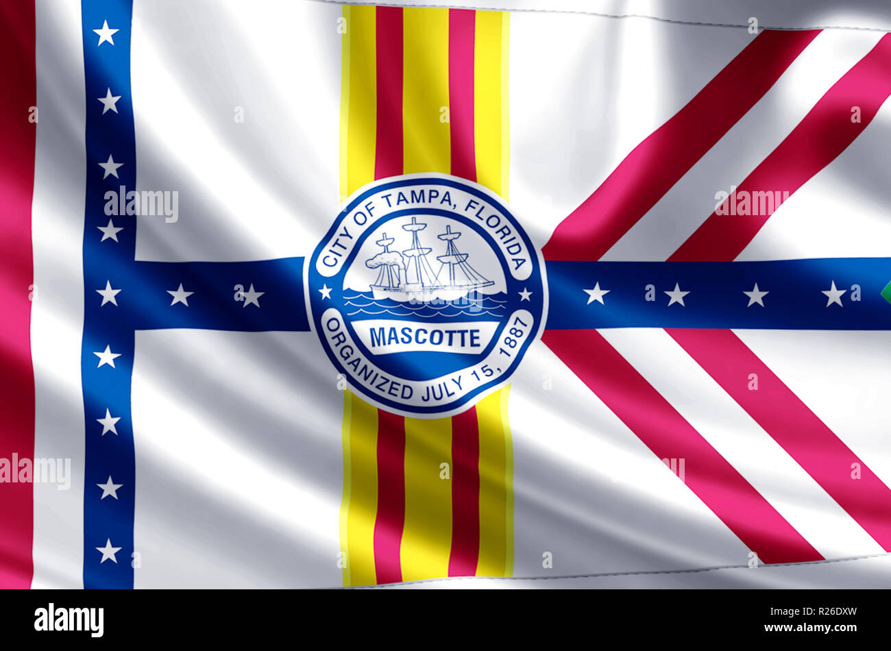 Tampa Florida waving and closeup flag illustration. Perfect for ...