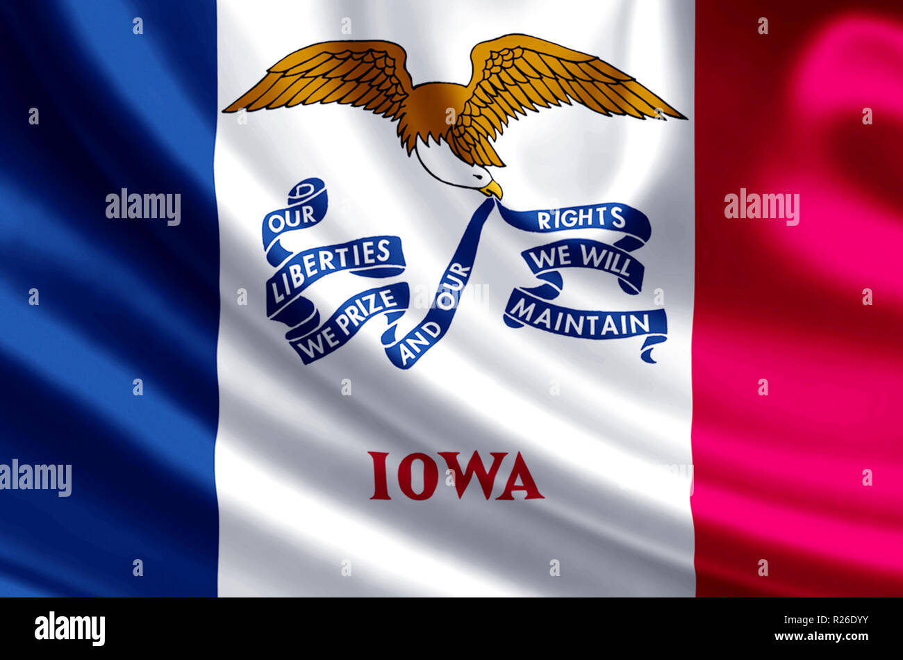 Iowa waving and closeup flag illustration. Perfect for background or ...