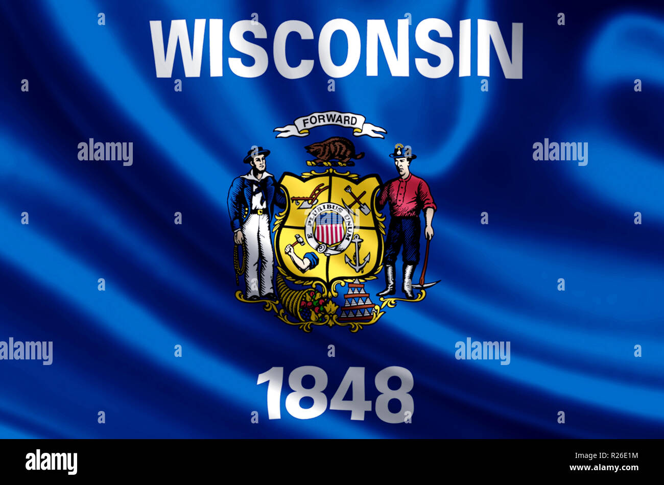 Wisconsin waving and closeup flag illustration. Perfect for background ...