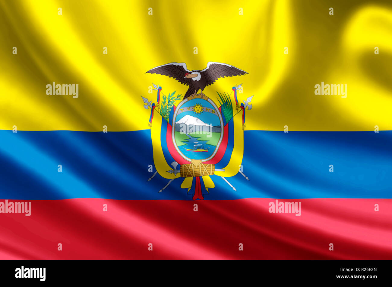 Ecuador waving and closeup flag illustration. Perfect for background or ...