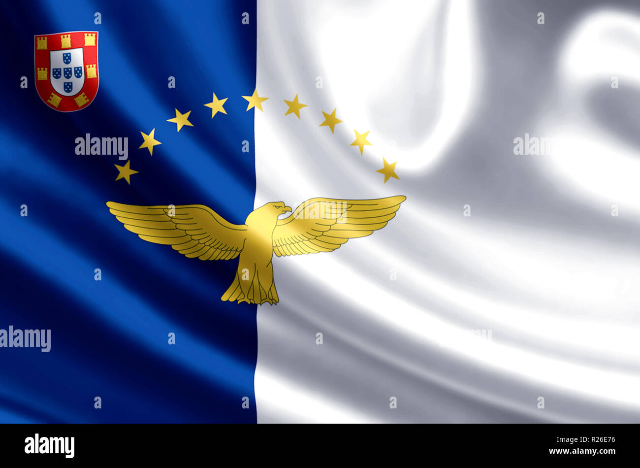 Azores waving and closeup flag illustration. Perfect for background or ...
