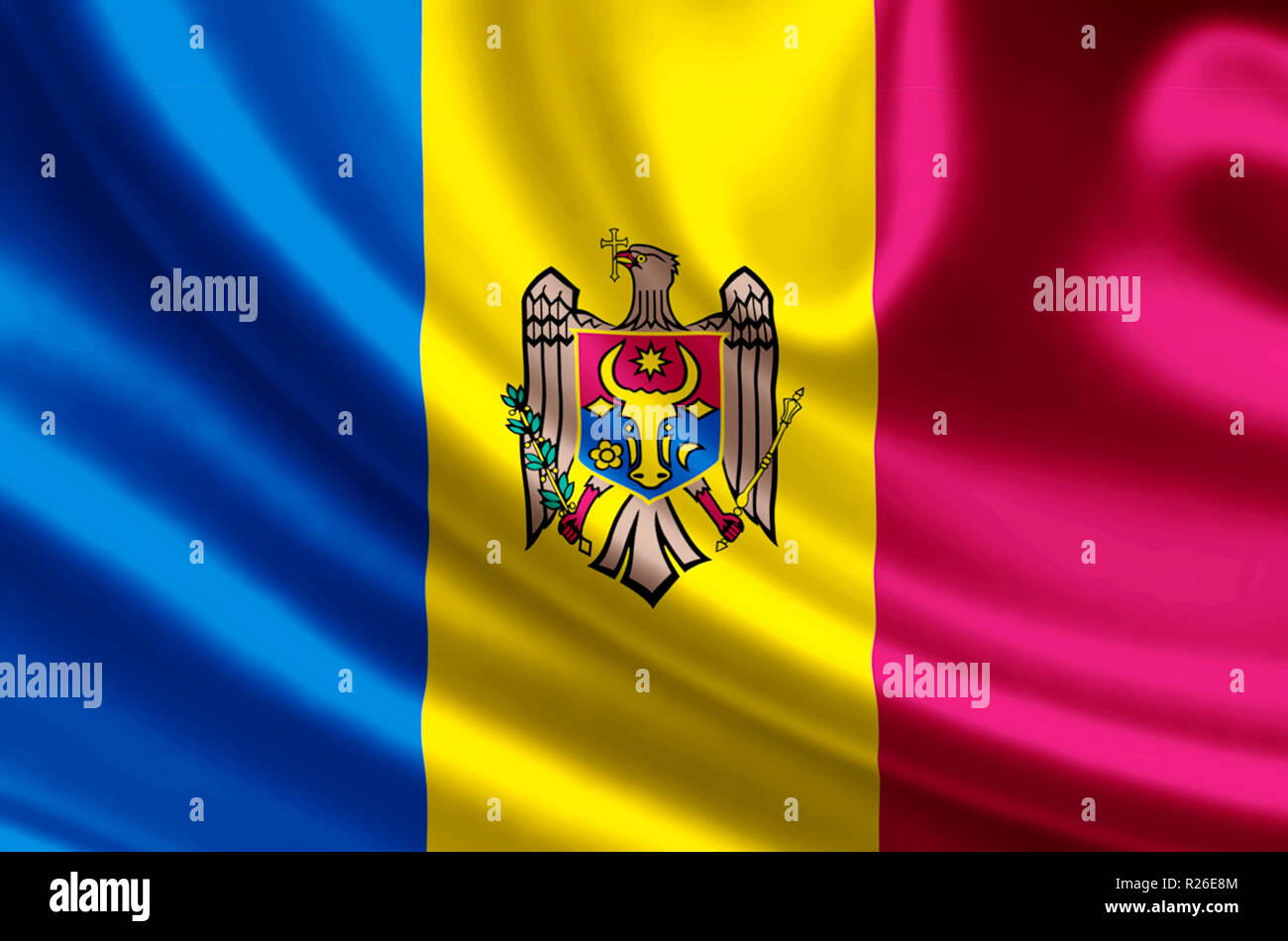 Moldova waving and closeup flag illustration. Perfect for background or ...