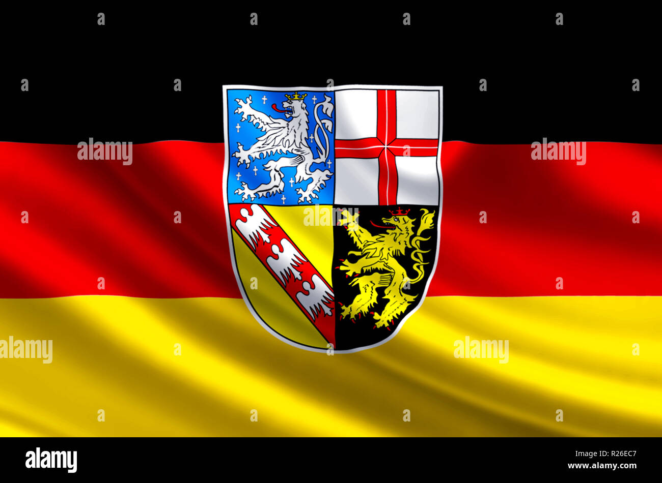 Saarland waving and closeup flag illustration. Perfect for background ...