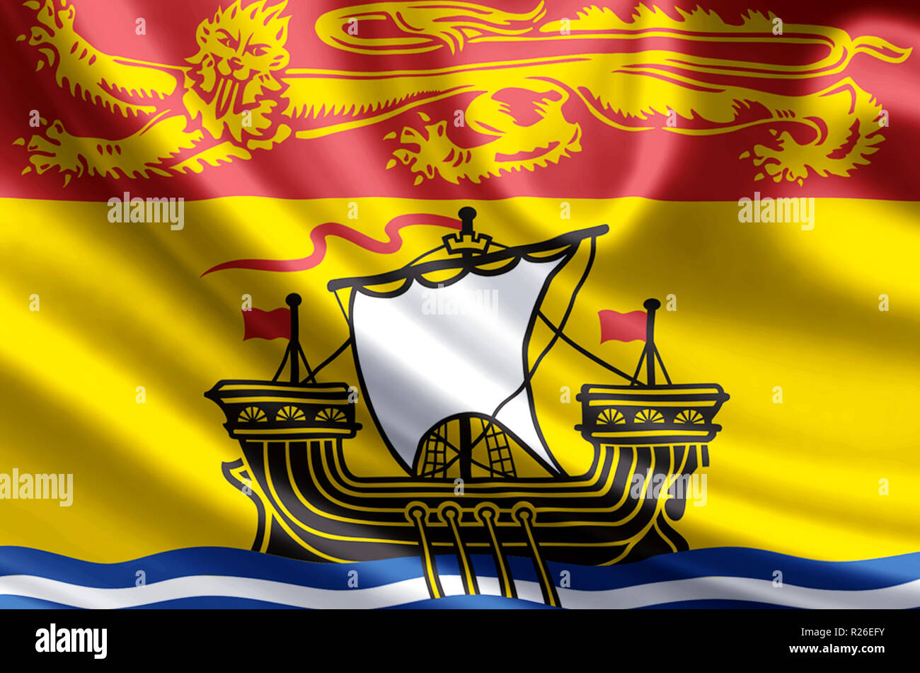New Brunswick waving and closeup flag illustration. Perfect for ...