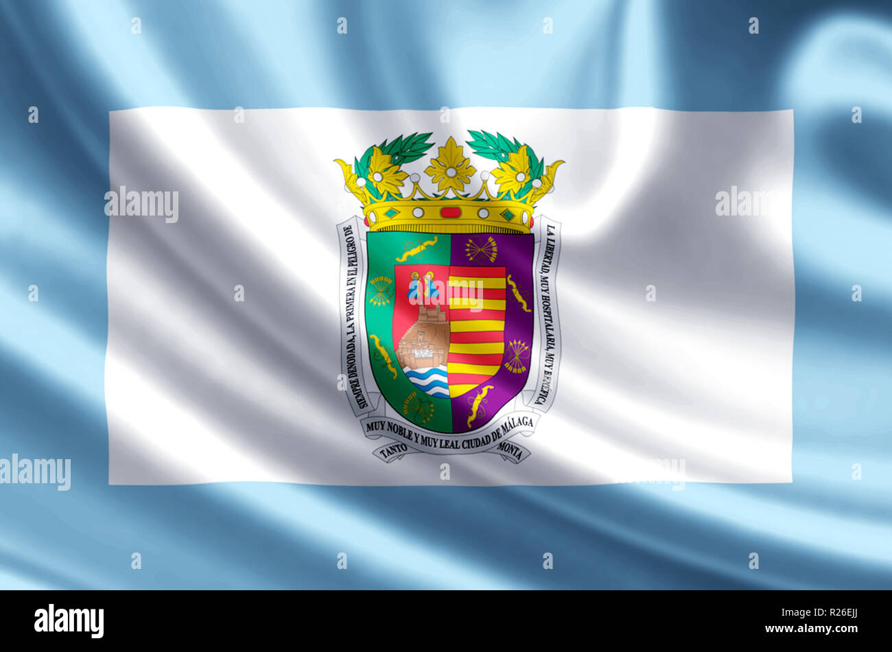 Malaga waving and closeup flag illustration. Perfect for background or ...