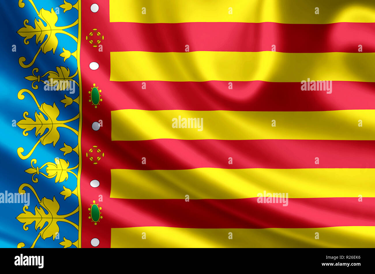 Valencia waving and closeup flag illustration. Perfect for background ...