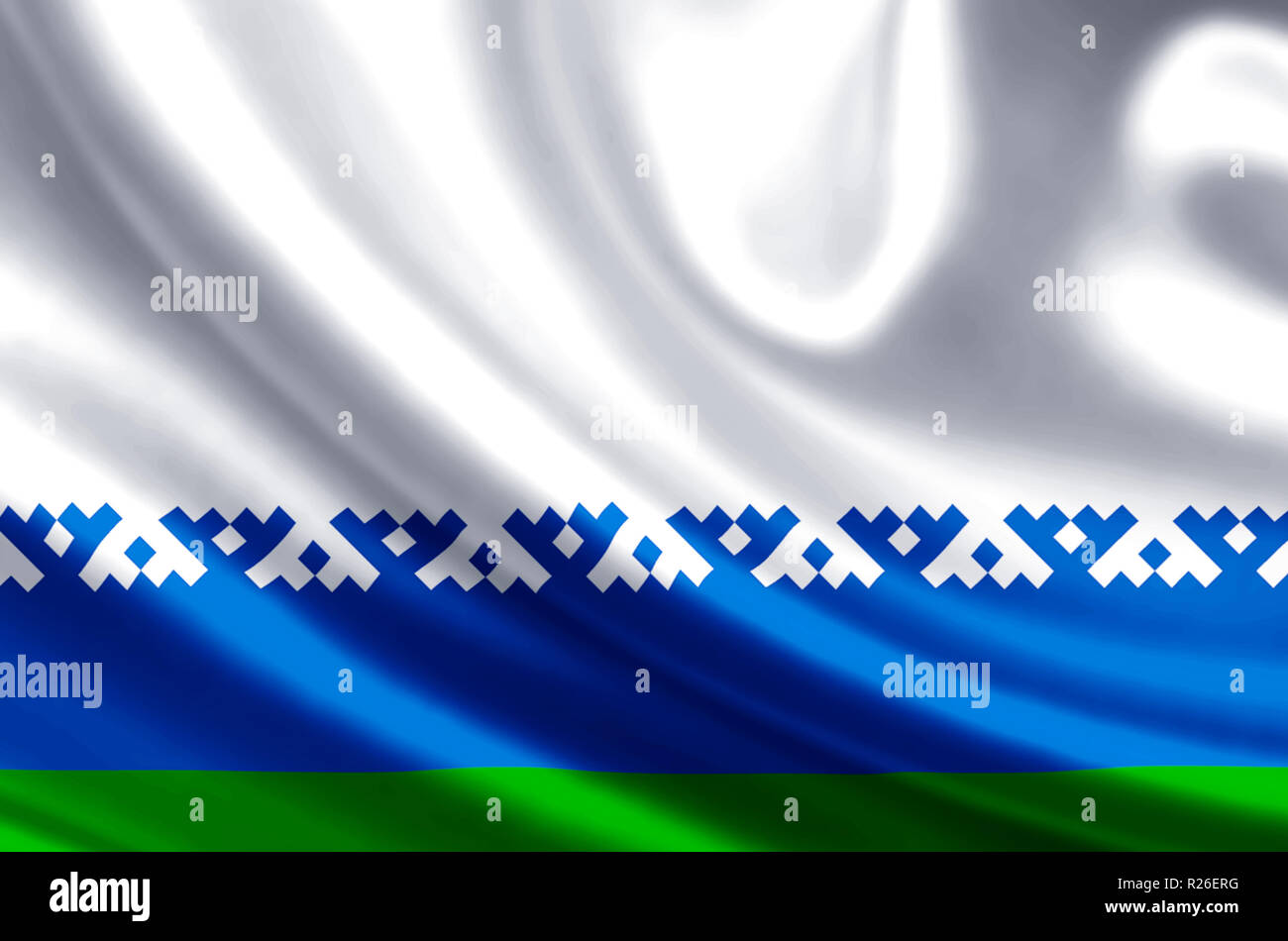 Nenets Autonomous District waving and closeup flag illustration ...