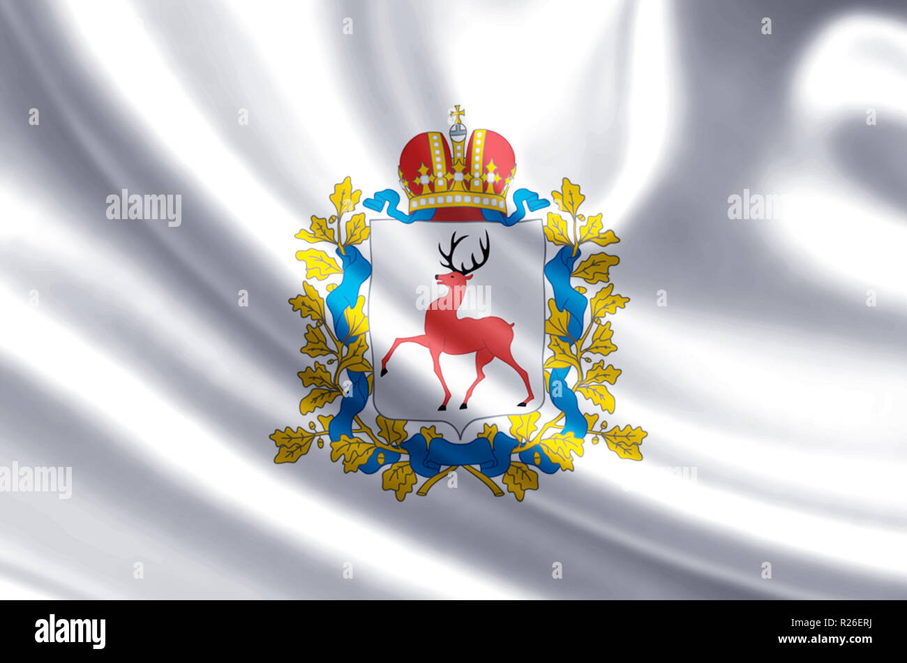 Nizhny Novgorod Region waving and closeup flag illustration. Perfect ...