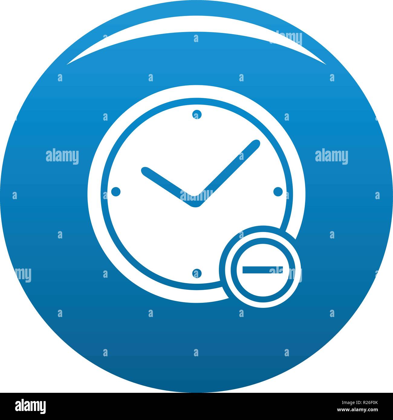 Time minus icon vector blue circle isolated on white background Stock ...