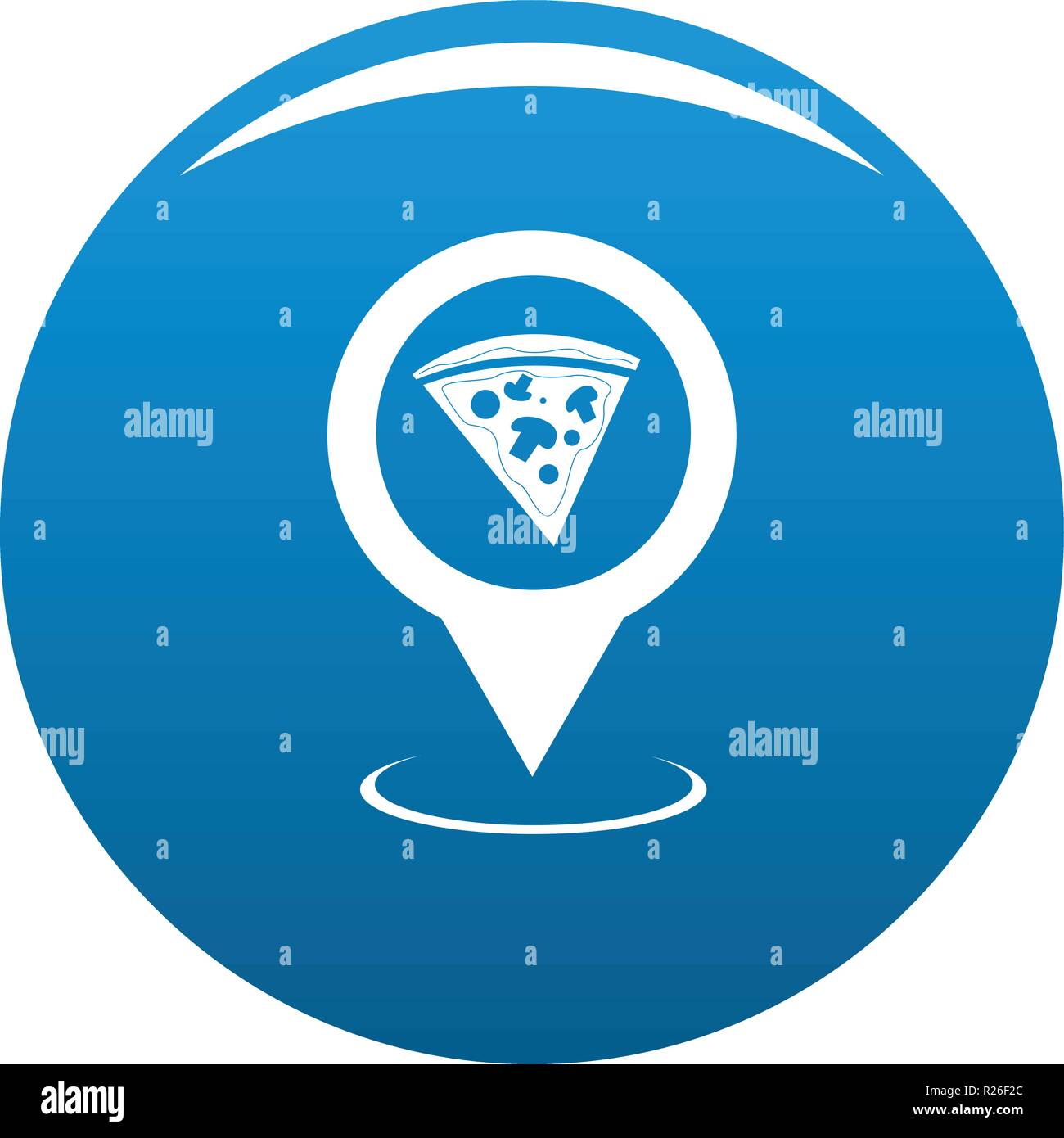 Pizza map pointer icon vector blue circle isolated on white background ...
