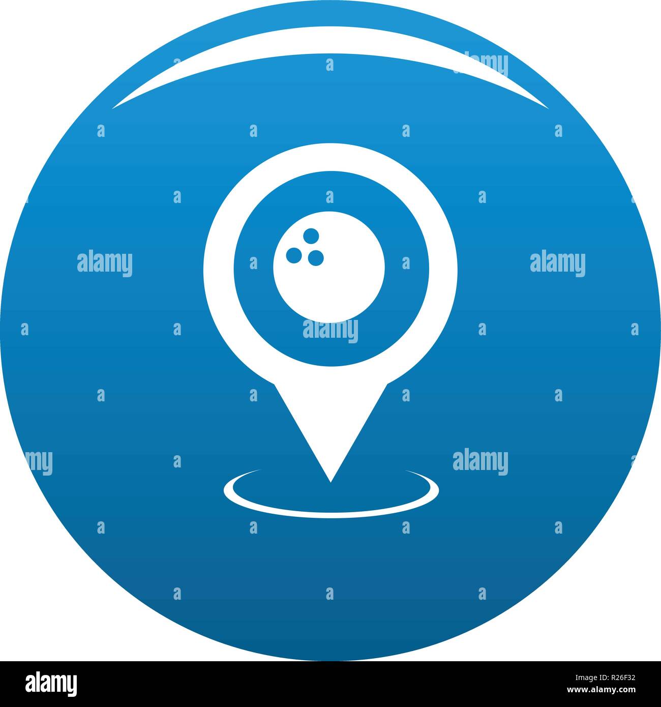 Bowling map pointer icon vector blue circle isolated on white ...