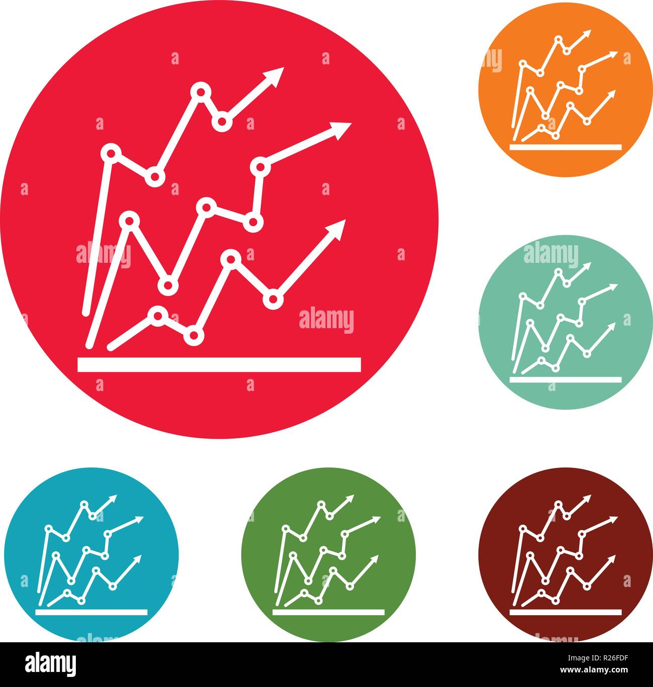 Chart icons circle set vector isolated on white background Stock Vector ...