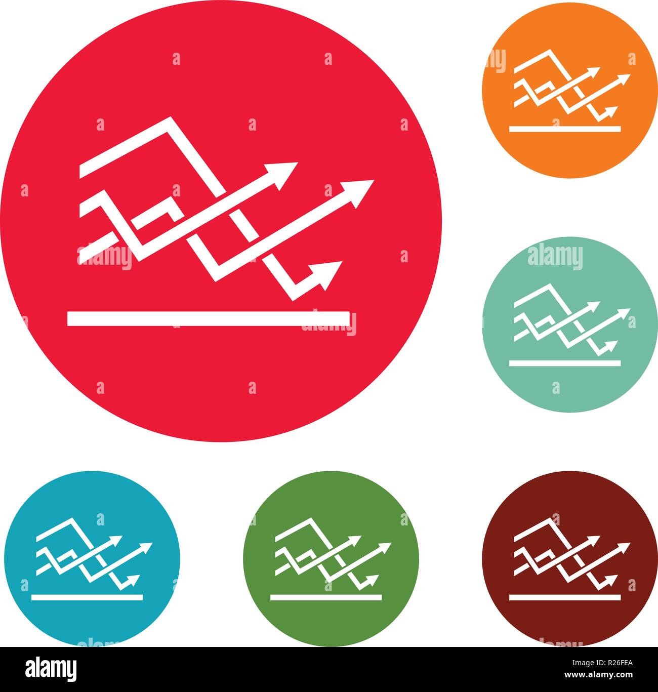 Line chart icons circle set vector isolated on white background Stock ...