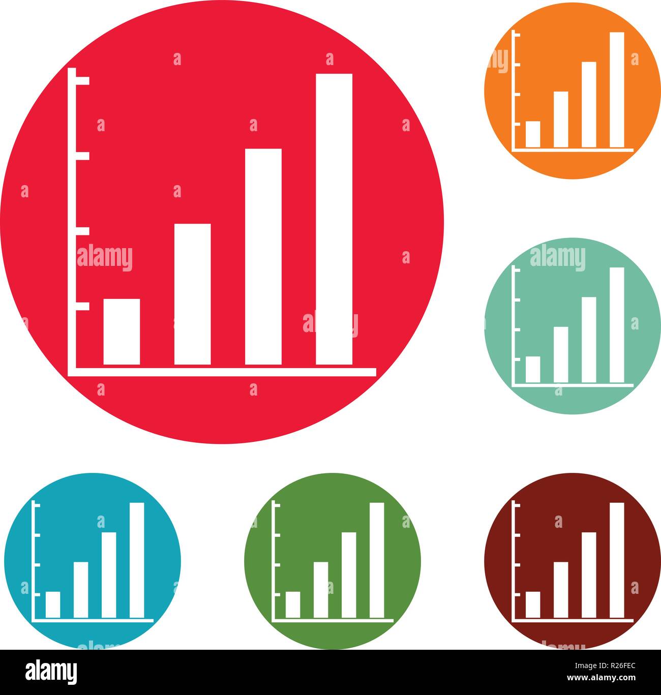 Finance chart icons circle set vector isolated on white background ...