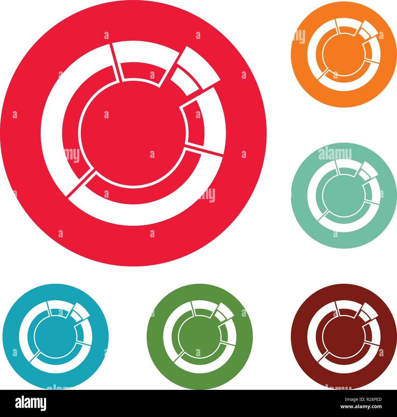 Circle chart icons circle set vector isolated on white background Stock ...