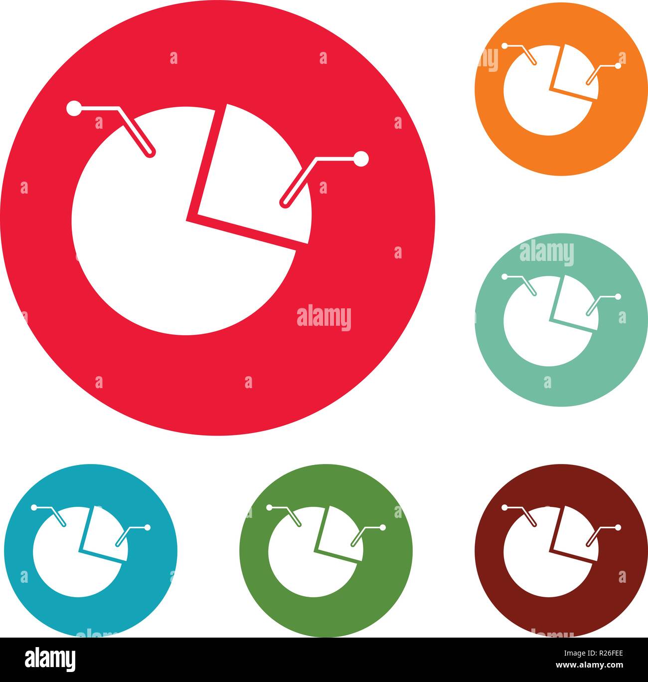 Pie chart icons circle set vector isolated on white background Stock ...