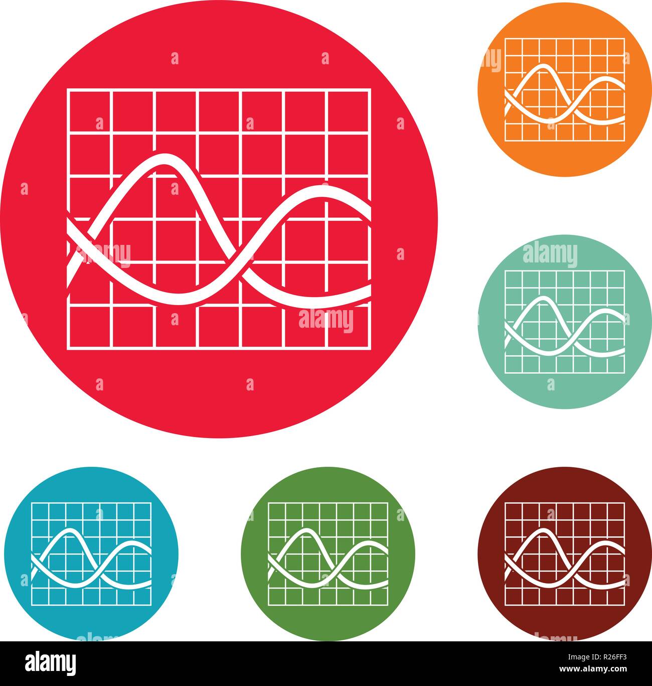 Finance chart icons circle set vector isolated on white background ...