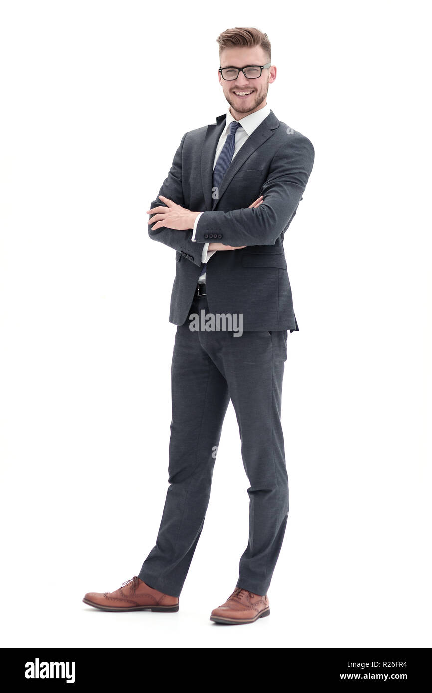 in full growth. portrait of a smiling successful businessman Stock ...