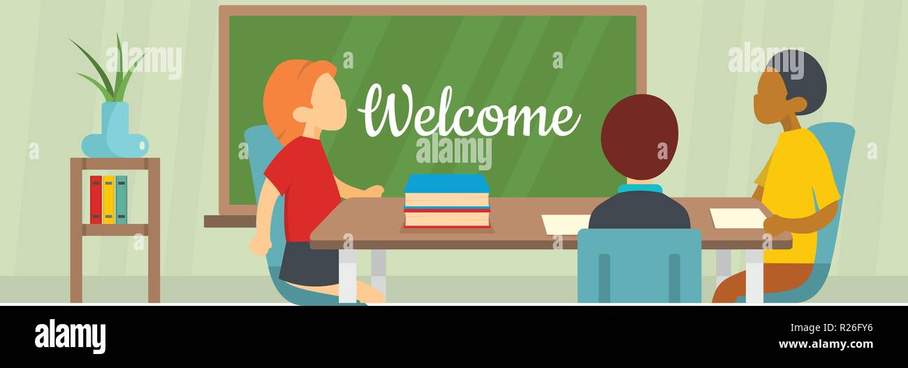 Welcome school banner. Flat illustration of welcome school vector ...