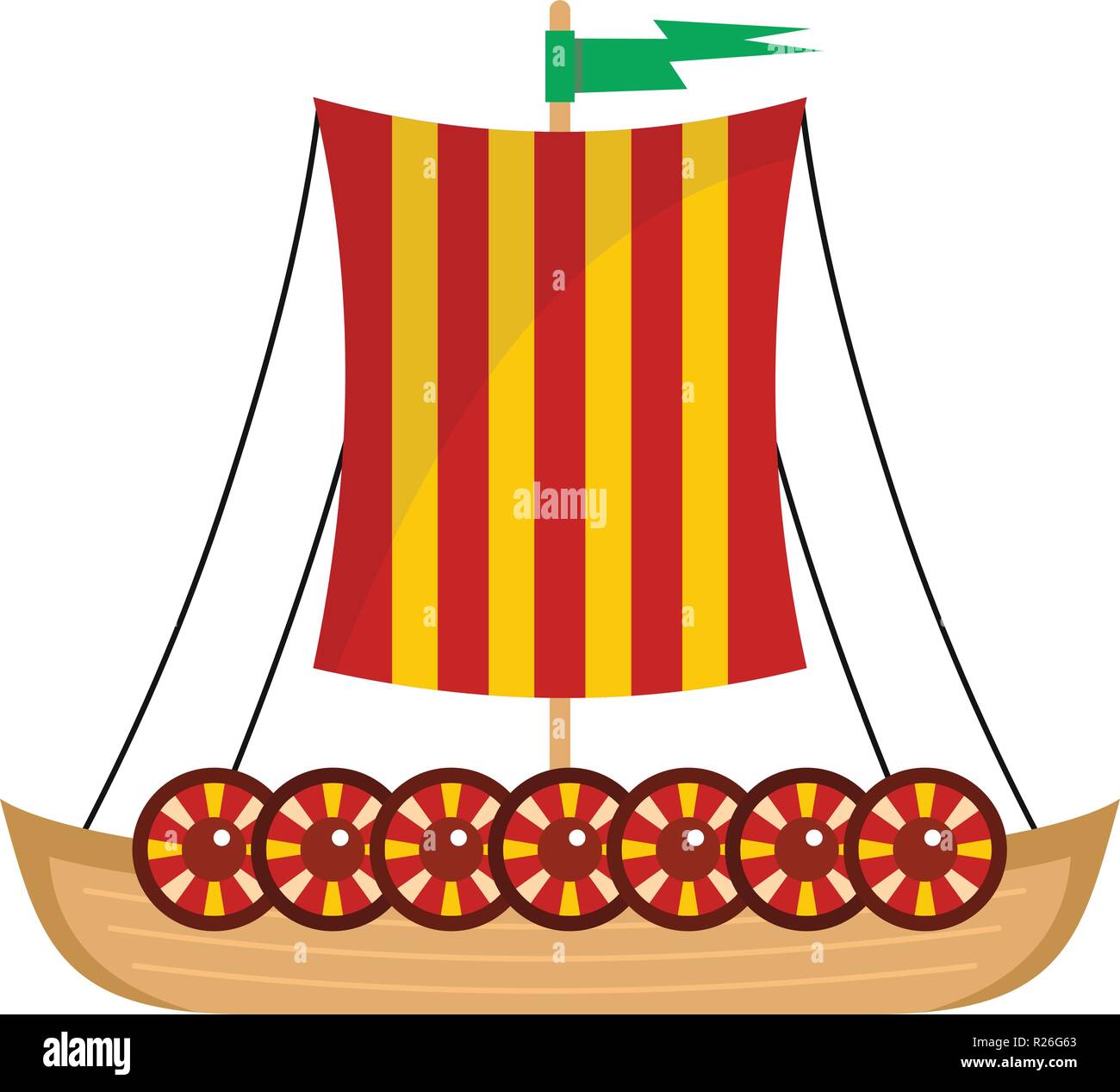 Viking ship icon. Flat illustration of viking ship vector icon for web ...