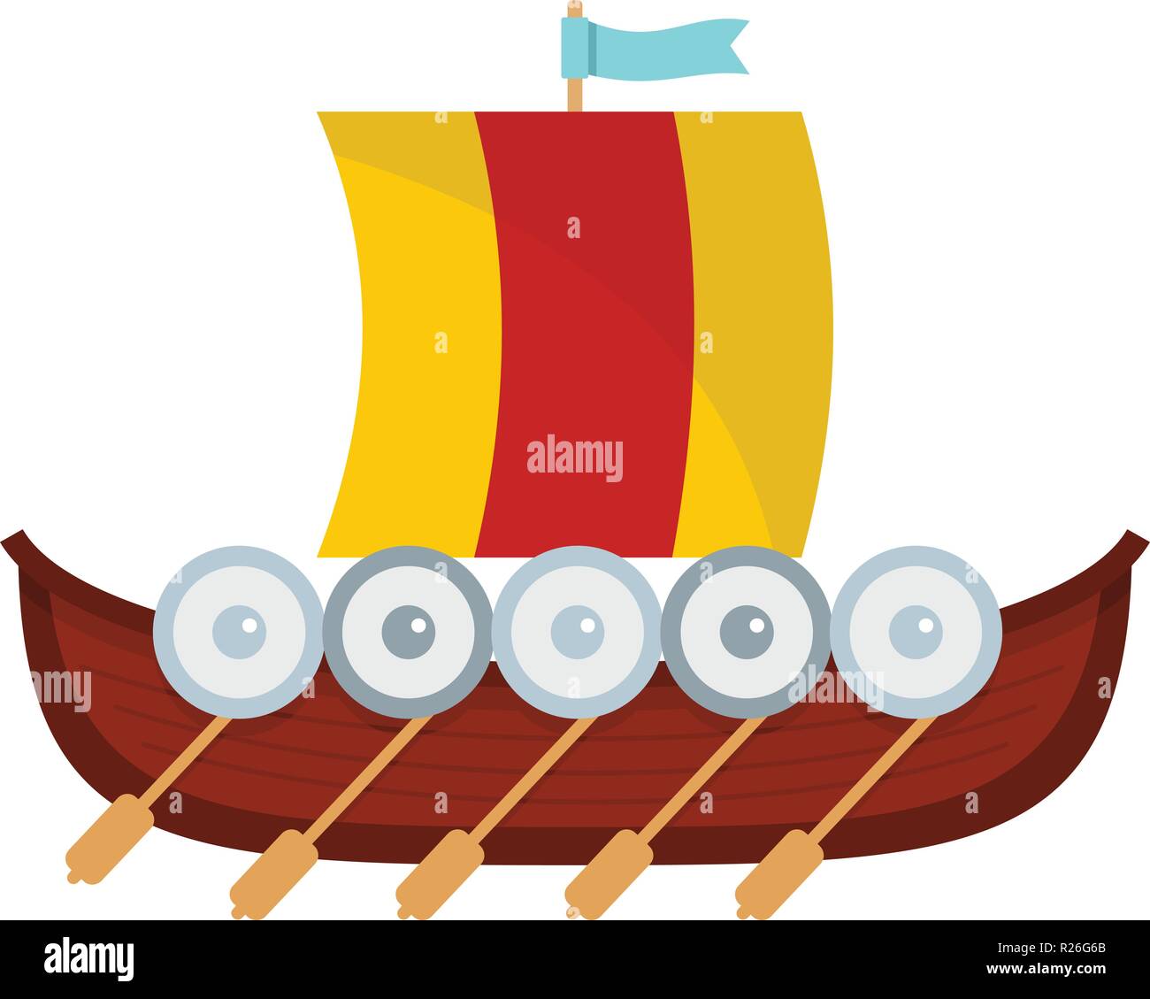 Viking boat icon. Flat illustration of viking boat vector icon for web ...