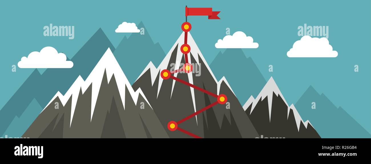 Mountain route banner. Flat illustration of mountain route vector ...