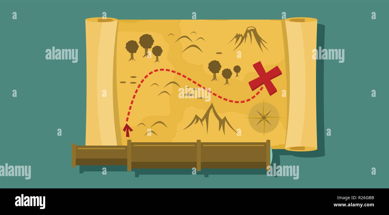 Map banner. Flat illustration of map vector banner for web Stock Vector ...