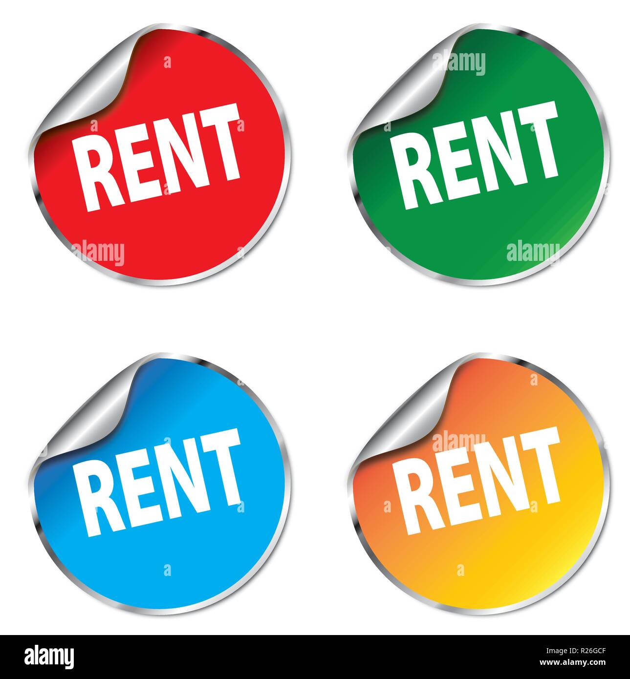 color and silver sticker set on white background Stock Vector Image ...