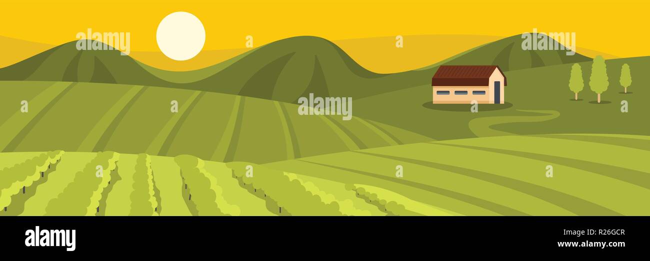 Large field banner. Flat illustration of large field vector banner for ...