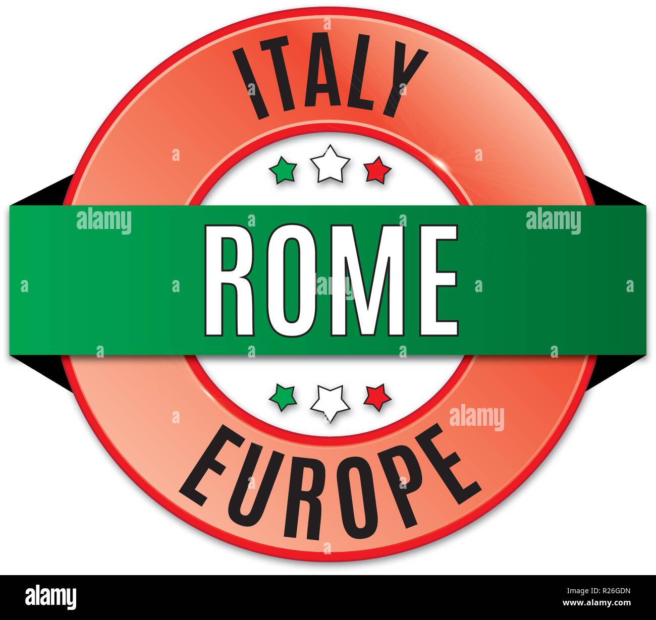 round glossy green red white badge Stock Vector Image & Art - Alamy