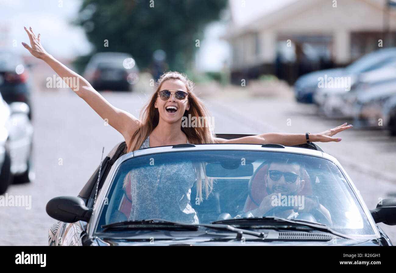 Young lady driving car movement hi-res stock photography and images - Alamy
