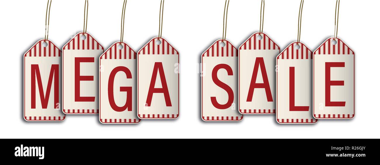 red mega sale price tags on white background Stock Vector Image & Art ...