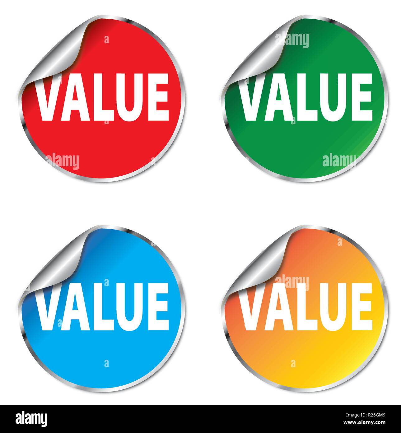 color and silver sticker set on white background Stock Vector Image ...