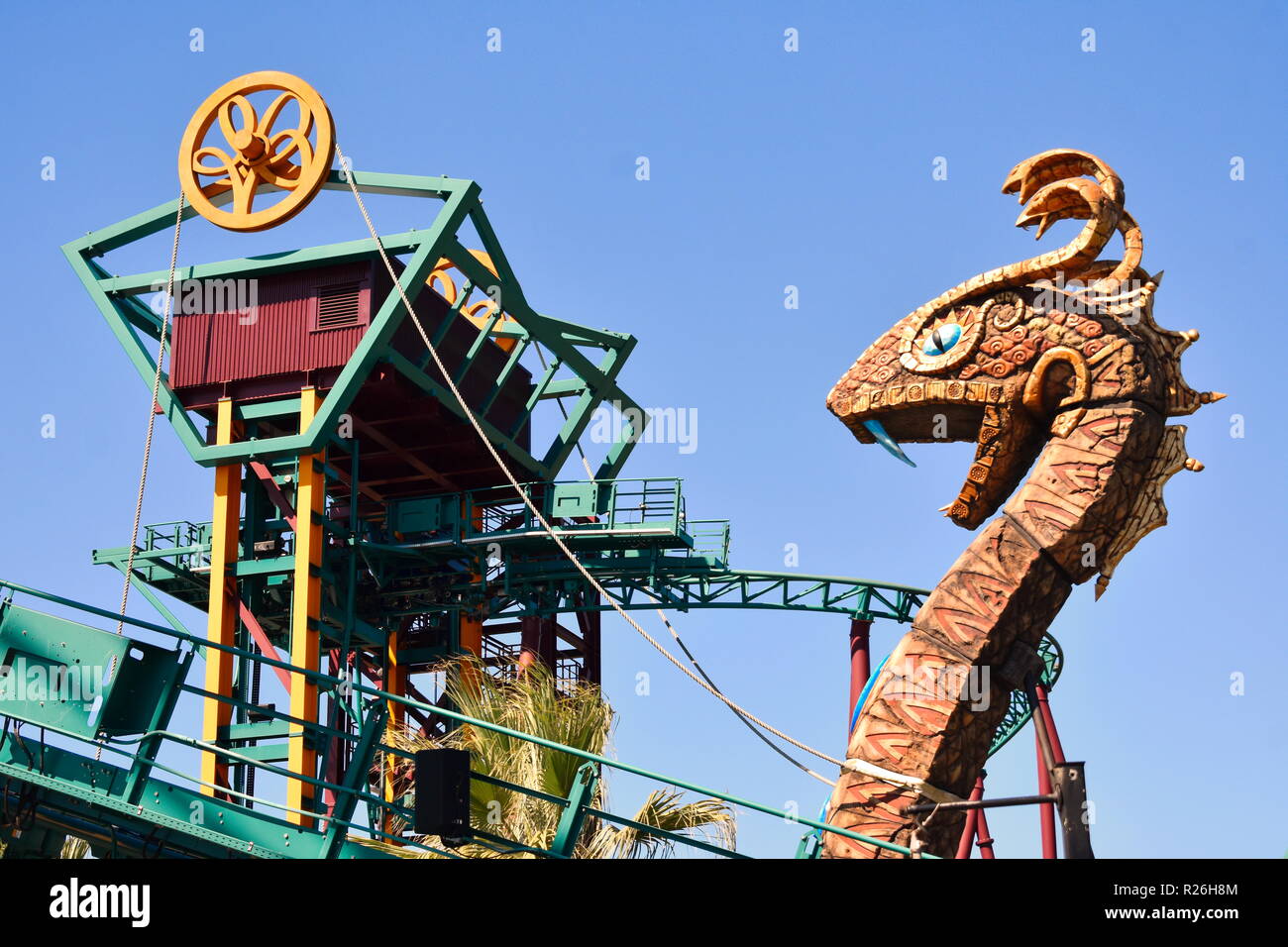 Tampa, Florida. October 25, 2018 Cobra's Curse Roller Coaster is ...