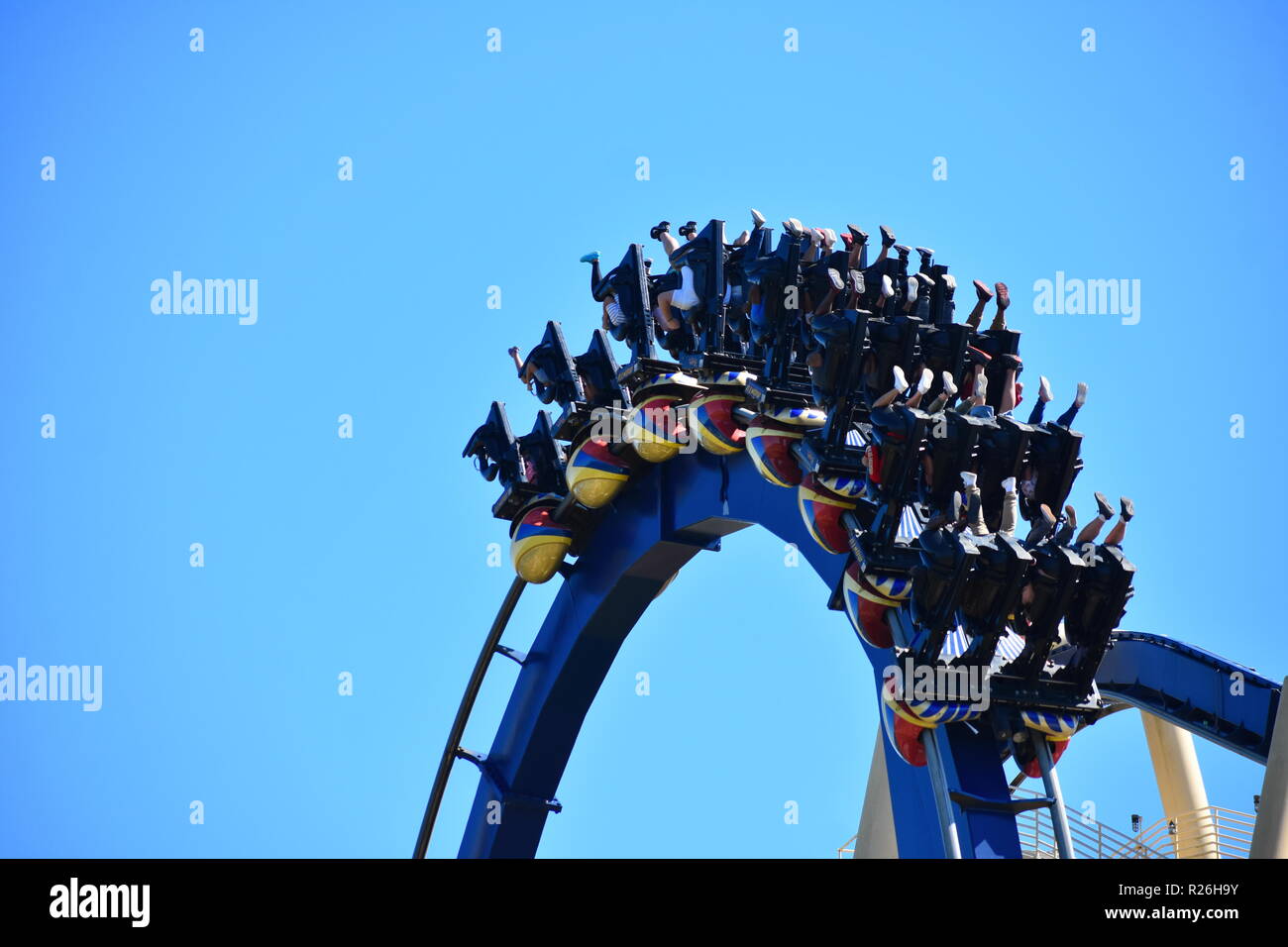 Tampa, Florida. October 25, 2018. Riders enjoy terrific Montu Roller ...