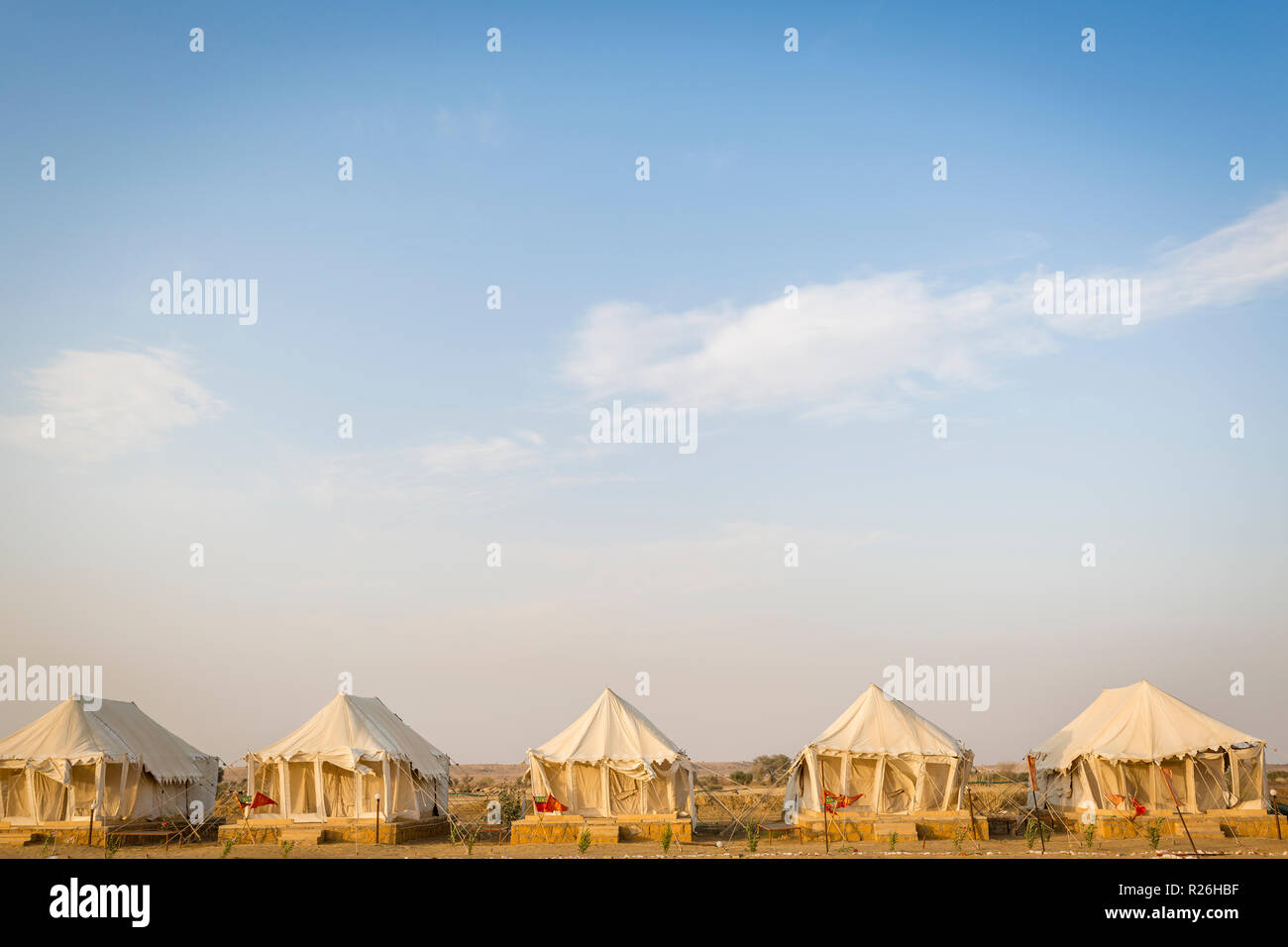 View of a tetn houses at the Sam Sand dunes in the Golden city of ...