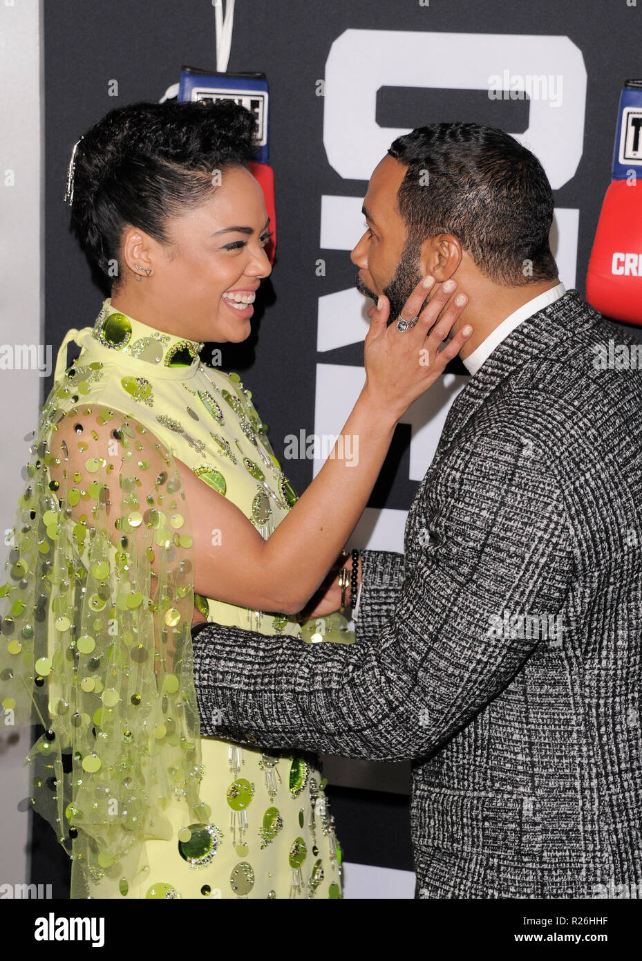 New York, NY - November 14, 2018: Tessa Thompson and Omari Hardwick ...
