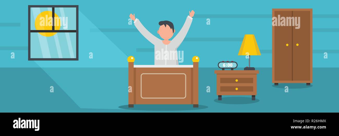 Wake up banner. Flat illustration of wake up vector banner for web ...